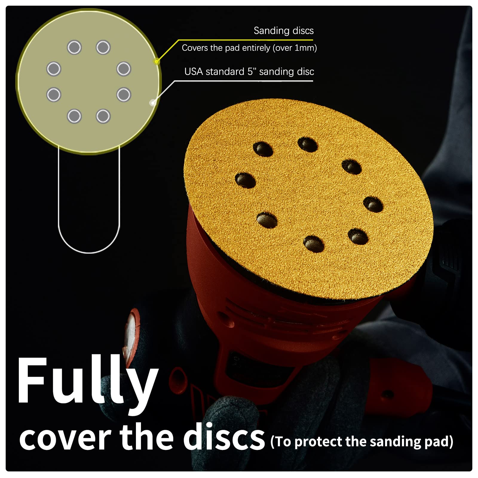 Faoyoon 5 Inch Sanding Discs Hook and Loop | 60/80/120/220/320 Grit Sandpaper Assortment | Orbital Sander Pads | Sand Paper for Automotive and Woodworking | 50 Pack