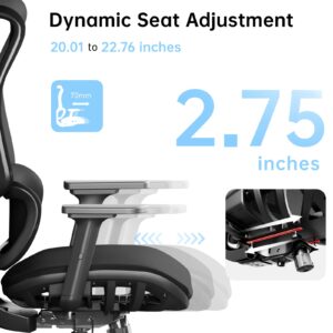 JOYFLY Ergonomic Office Chair, Mesh Home Office Chair, High Back Office Chair Computer Chair with Dynamic Seat & Lumbar Support, Wide Task Office Chairs for Heavy People, 450lbs, Adults, Black