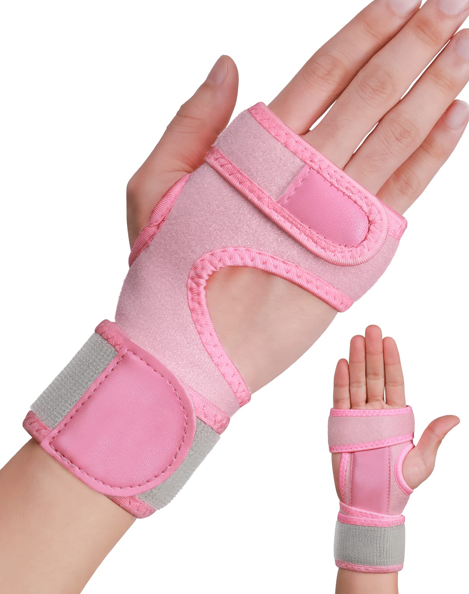 SUEH DESIGN Carpal Tunnel Wrist Brace Night Support, Adjustable Wrist Wrap for Tendonitis Arthritis and Workout Pains Relief, Wrist Splint for Right Hand, Pink