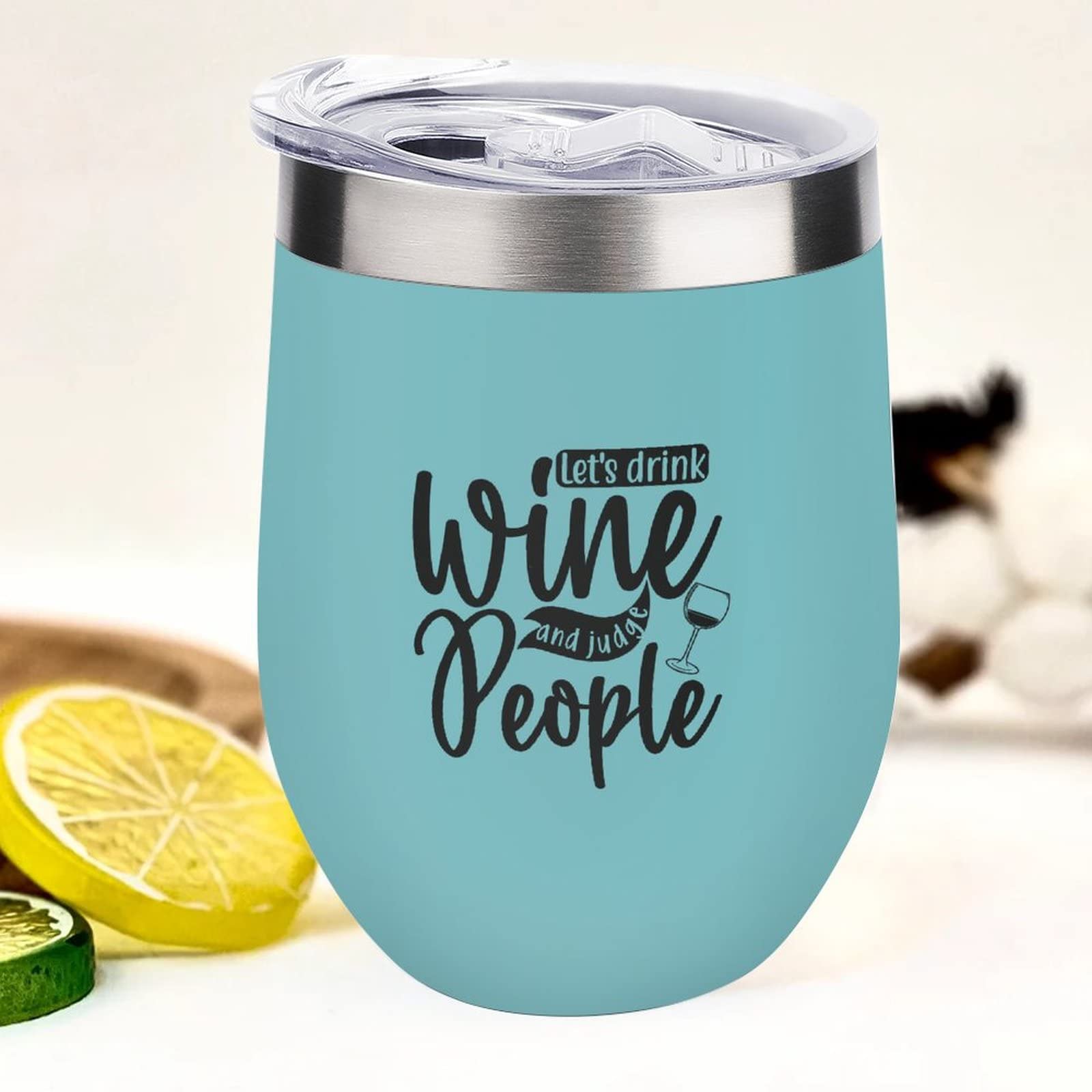 Mighun Wine Tumbler with Lid Lets Drink Wine And Judge People Vacuum Coffee Tumbler Stainless Steel Coffee Cup for Cold & Hot Drinks Wine Coffee Cocktails Beer (12 Oz, 1 Pack)