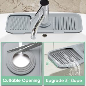 Sink Splash Guard Kitchen Gadgets - Silicone Faucet Handle Drip Catcher Tray Mat, Sink Protectors for Kitchen Sink, Water Splash Guard Behind Faucet as Dish Soap Sponge Holder for Kitchen Bathroom RV