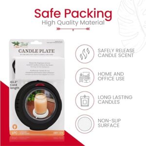 Candle Warmer Plate Safely Releases Scents Without a Flame - Used as Candle Jar Warmer, Coffee Warmer, Mug Warmer, Cup Warmer, Tea Warmer Desk in Your Home & Office, 1 Pack, Black