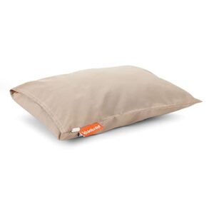 Pipsqueak Small | Tiny | Mini Pillow with Name Tag - 11in x 7in x 2.5in - Machine Washable - White Pillow with Khaki Case