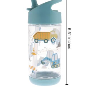 Stephen Joseph, Kids Flip Top Water Bottle, 10 oz Tritan BPA Free, Water Bottle for Girls & Boys, Back to School Flip Top Bottle, Construction