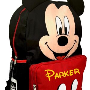 Disney Personalized Backpack - Mickey Mouse Backpack for Kids - Officially Licensed - Mickey Mouse Ears and Face (Personalized Mickey Mouse)