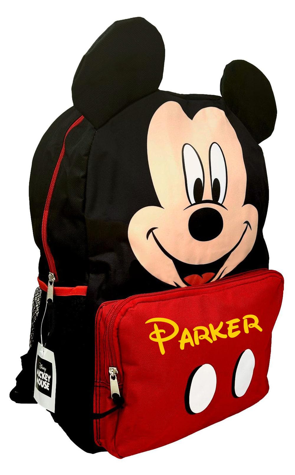 Disney Personalized Backpack - Mickey Mouse Backpack for Kids - Officially Licensed - Mickey Mouse Ears and Face (Personalized Mickey Mouse)