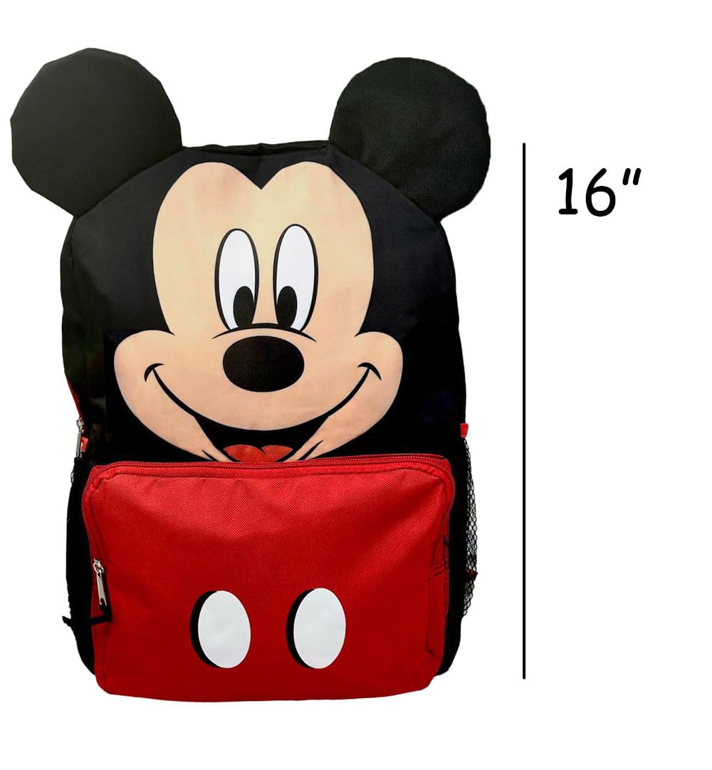 Disney Personalized Backpack - Mickey Mouse Backpack for Kids - Officially Licensed - Mickey Mouse Ears and Face (Personalized Mickey Mouse)