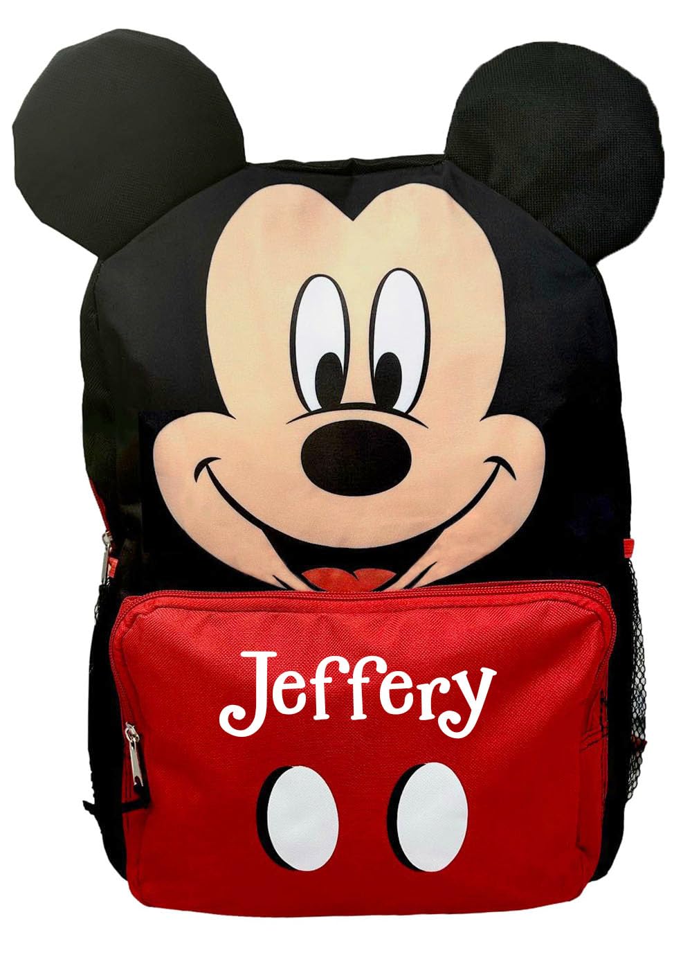 Disney Personalized Backpack - Mickey Mouse Backpack for Kids - Officially Licensed - Mickey Mouse Ears and Face (Personalized Mickey Mouse)