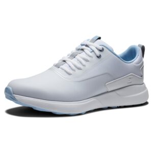 footjoy women's fj performa golf shoe, white/light blue, 8.5