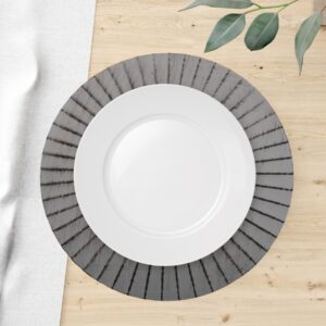 Koyal Wholesale 13" Antique Brushed Ribbed Charger Plates Set of 4, Antique Grey Acrylic Charger Plates Bulk Wedding, Dinner Plates, Holidays, Events