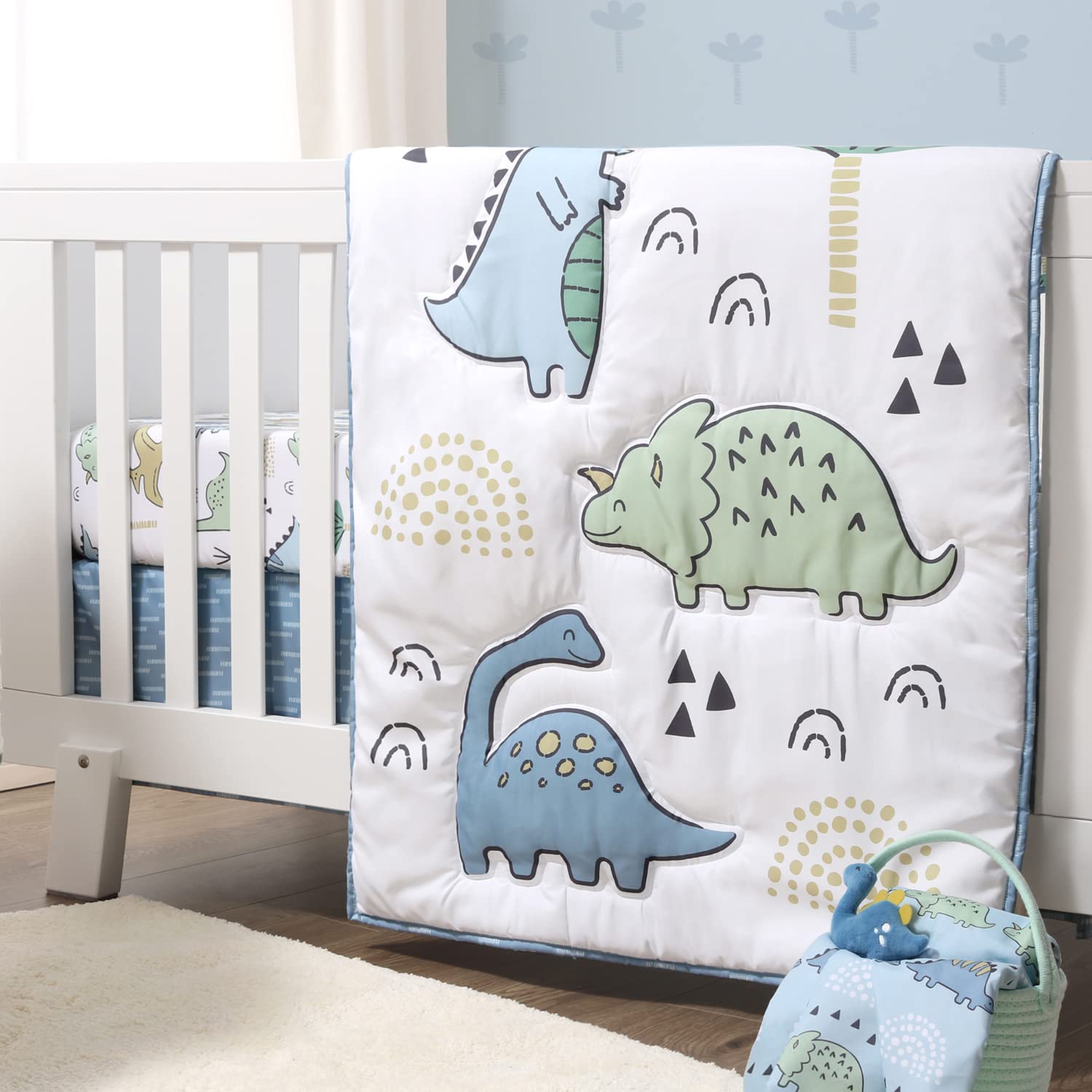 The Peanutshell Dinosaur Crib Bedding Set for Boys, 5 Pieces