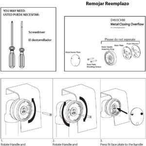 Westbrass A493CHM-07 Universal Patented Deep Soak Round Replacement 2-Hole Bathtub Overflow Cover for Full and Over-Filled Closure, Satin Nickel