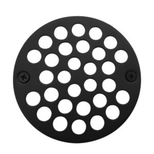 westbrass a3192-62 4" od brass shower strainer grid drain cover, matte black