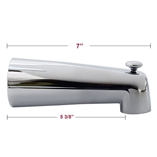 Westbrass A507D-1F-26 7" Reach Wall Mount Tub Spout with Diverter, Polished Chrome