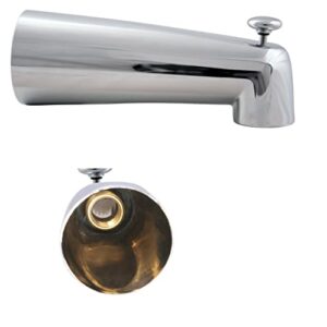 Westbrass A507D-1F-26 7" Reach Wall Mount Tub Spout with Diverter, Polished Chrome