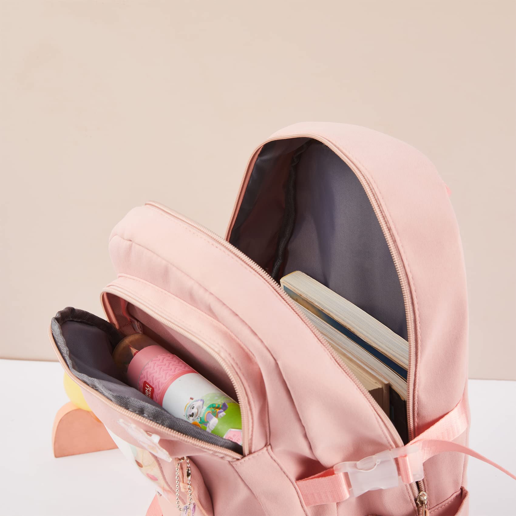 BUNXIZHUN Kawaii Backpack, 20L, Pink, Adjustable, for School Girls & Women with Kawaii Pin & Accessories