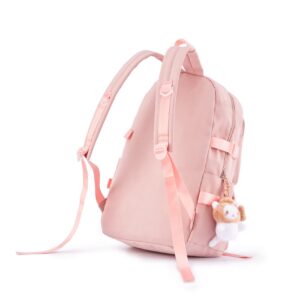 BUNXIZHUN Kawaii Backpack, 20L, Pink, Adjustable, for School Girls & Women with Kawaii Pin & Accessories