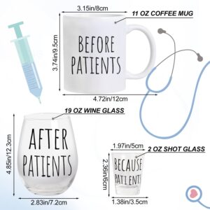 Frerdui Before Patients After Patients Gifts Set - 11oz Coffee Mug and 19oz Wine Glass Set Gifts Idea for Dentists, Doctors, Hygienists, Assistants, Physician, Nurse Gifts for women