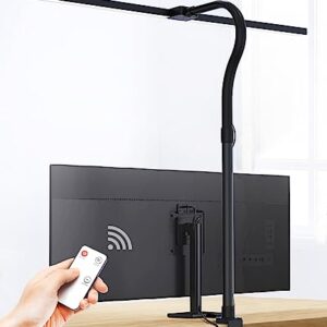 DUKTIG LED Desk Lamp, Double Head Computer Lamp, Bright Modern Desk Lamp - 5 Color Modes and 5 Dimmable, Tall Desk Lamps for Home Office, Studio, Gaming, Architect (24W, Square)