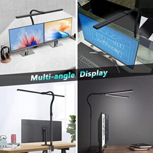 DUKTIG LED Desk Lamp, Double Head Computer Lamp, Bright Modern Desk Lamp - 5 Color Modes and 5 Dimmable, Tall Desk Lamps for Home Office, Studio, Gaming, Architect (24W, Square)