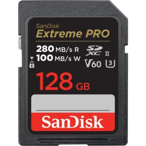 sandisk 128gb extreme pro sdxc uhs-ii memory card - c10, u3, v60, 6k, 4k uhd, sd card - sdsdxep-128g-gn4in