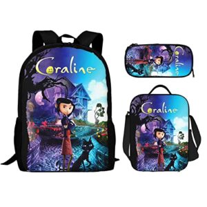 kajue backpacks for girls boys school bookbags set with lunch tote bag pencil case lightweight cute 17inch 3pcs