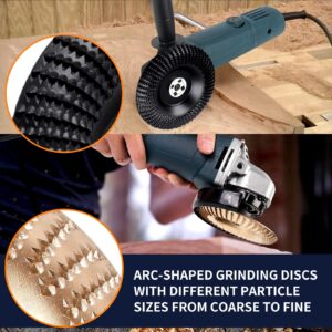 Pomsare 5PCS Angle Grinder Wood Carving Disc Set, 4 and 1/2 Attachments with 5/8 inch Arbor, Stump Tool Grinding Wheel Shaping for Cutting, Cutting Wheel, Gold (WCD100C)