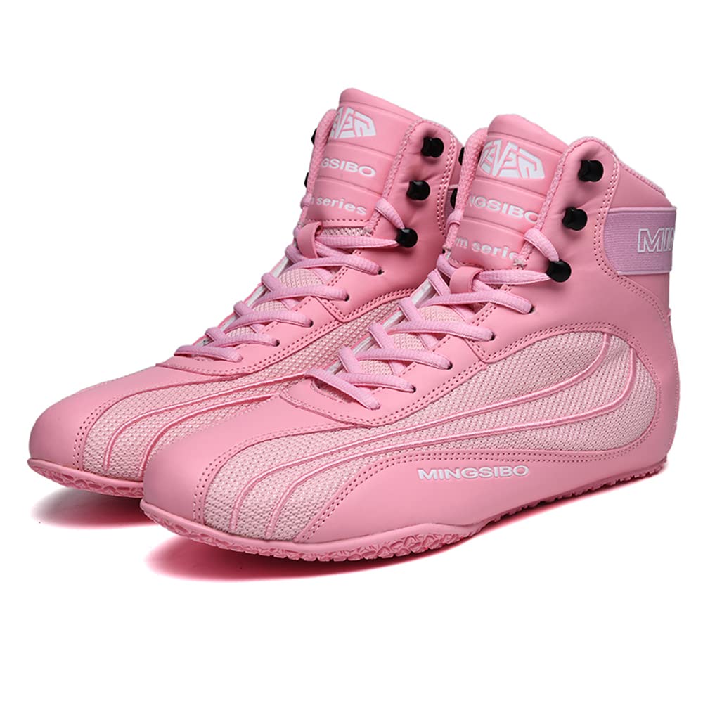 LEWEN Women Boxing Shoes Wide Wrestling Shoes Men for Men Gym Shoes Women Indoor Multi Sport Cross Training Shoes ASK095 PK 42 Pink