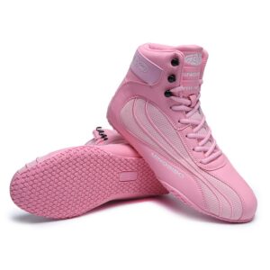 LEWEN Women Boxing Shoes Wide Wrestling Shoes Men for Men Gym Shoes Women Indoor Multi Sport Cross Training Shoes ASK095 PK 42 Pink