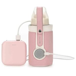 3 temperature adjustable portable baby bottle warmer, portable car travel bottle warmer usb milk heat keeper baby bottle warmer (pink)