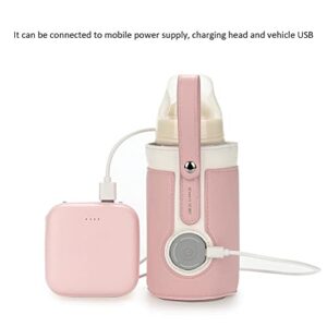 3 Temperature Adjustable Portable Baby Bottle Warmer, Portable Car Travel Bottle Warmer USB Milk Heat Keeper Baby Bottle Warmer (Pink)