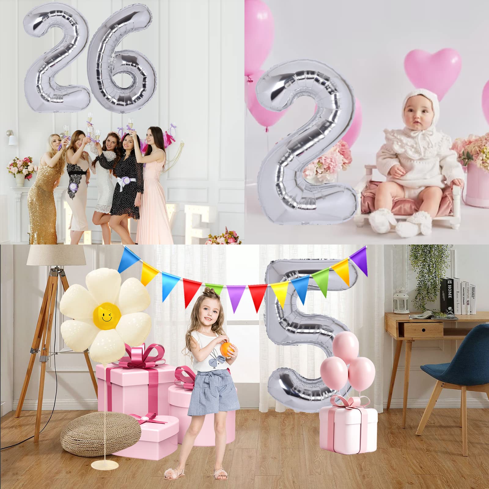 40 Inch Number 20 Balloon Silver Jumbo Giant Big Large Number 20 Foil Mylar Silver Balloons 20th Birthday Party Anniversary Decorations Supplies for Boys Girl Balloon Event Ocean Mermaid Theme Party