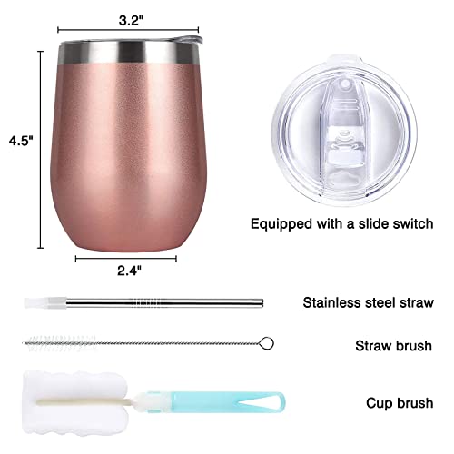 BeBeiZi 12 oz Stainless Steel Wine Tumbler, Mimi's Sippy Cup, Happy Mother's Day Gift for Women Wife Females, Vacuum Insulated Wine Tumbler with Straw and Lid, Travel Mug Coffee Cup