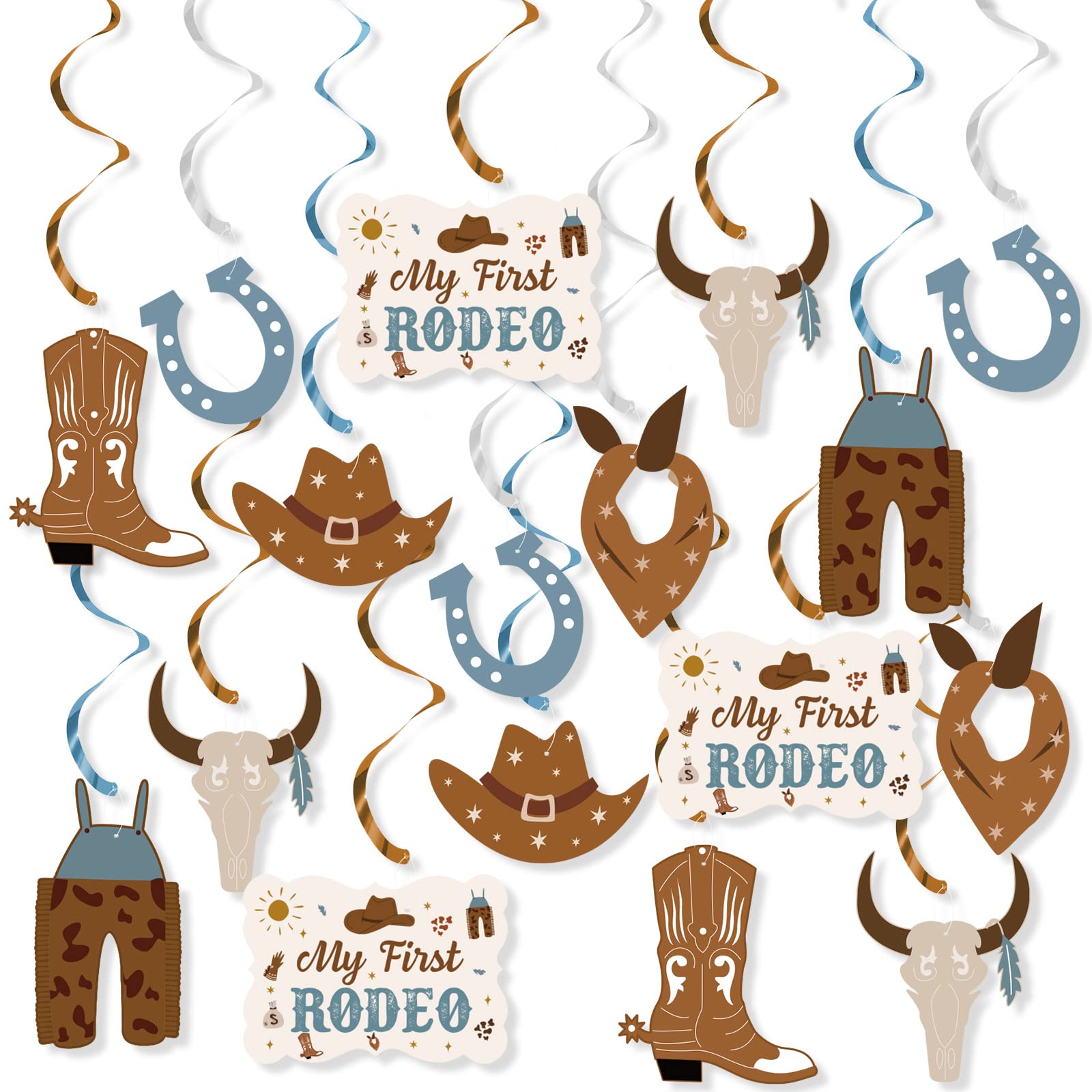 Cowboy 1st Birthday Hanging Decorations, My First Rodeo Birthday Decoration Western Cowboy Party Supplies for Boy Western Theme Birthday Party Decoration Cowboy Baby Shower Wild West Party Decoration