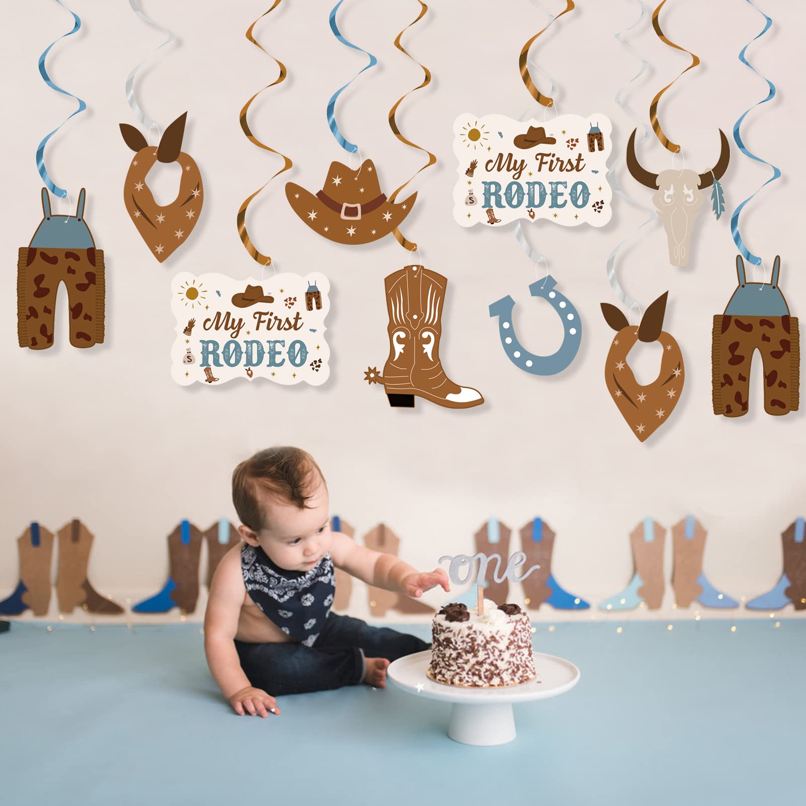 Cowboy 1st Birthday Hanging Decorations, My First Rodeo Birthday Decoration Western Cowboy Party Supplies for Boy Western Theme Birthday Party Decoration Cowboy Baby Shower Wild West Party Decoration