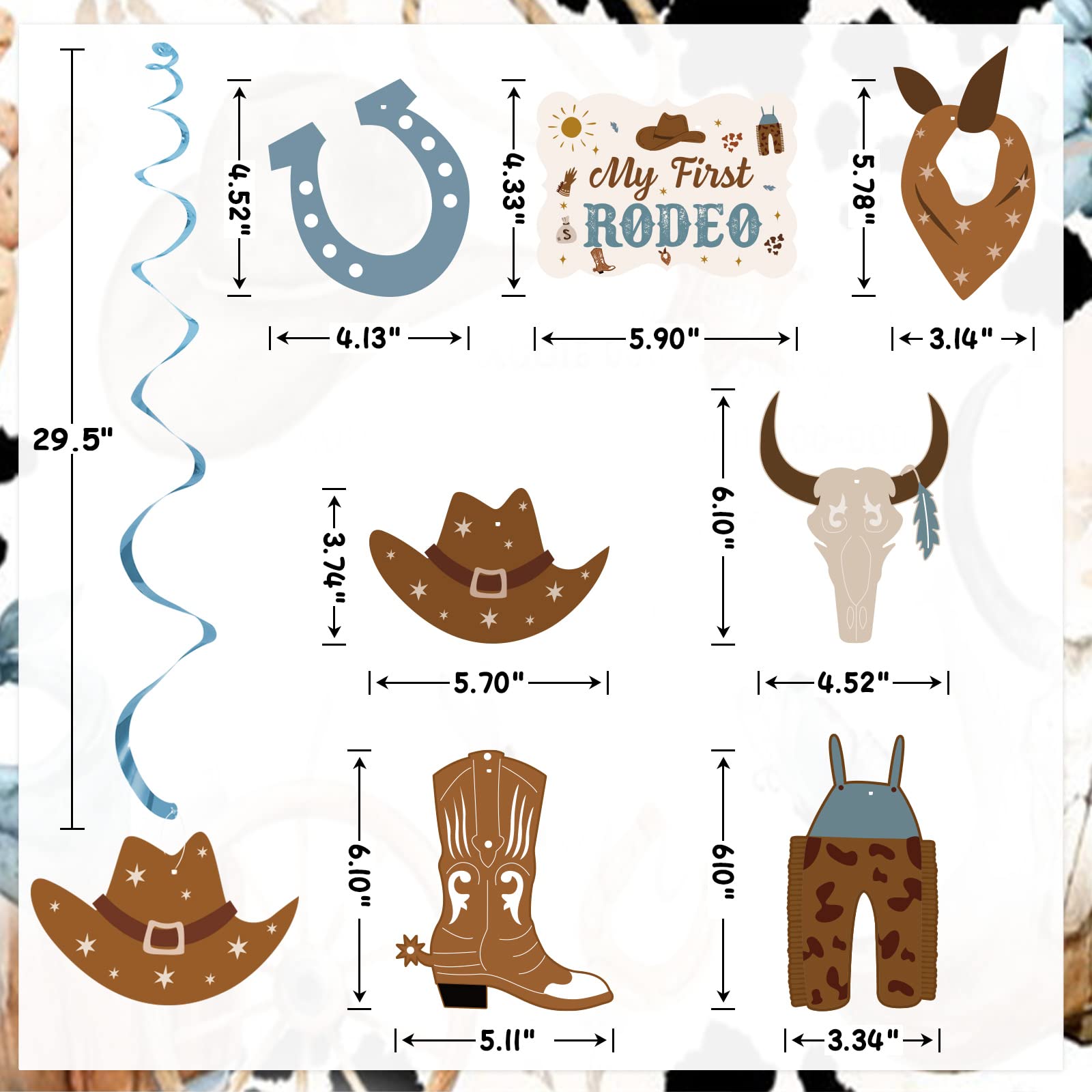 Cowboy 1st Birthday Hanging Decorations, My First Rodeo Birthday Decoration Western Cowboy Party Supplies for Boy Western Theme Birthday Party Decoration Cowboy Baby Shower Wild West Party Decoration