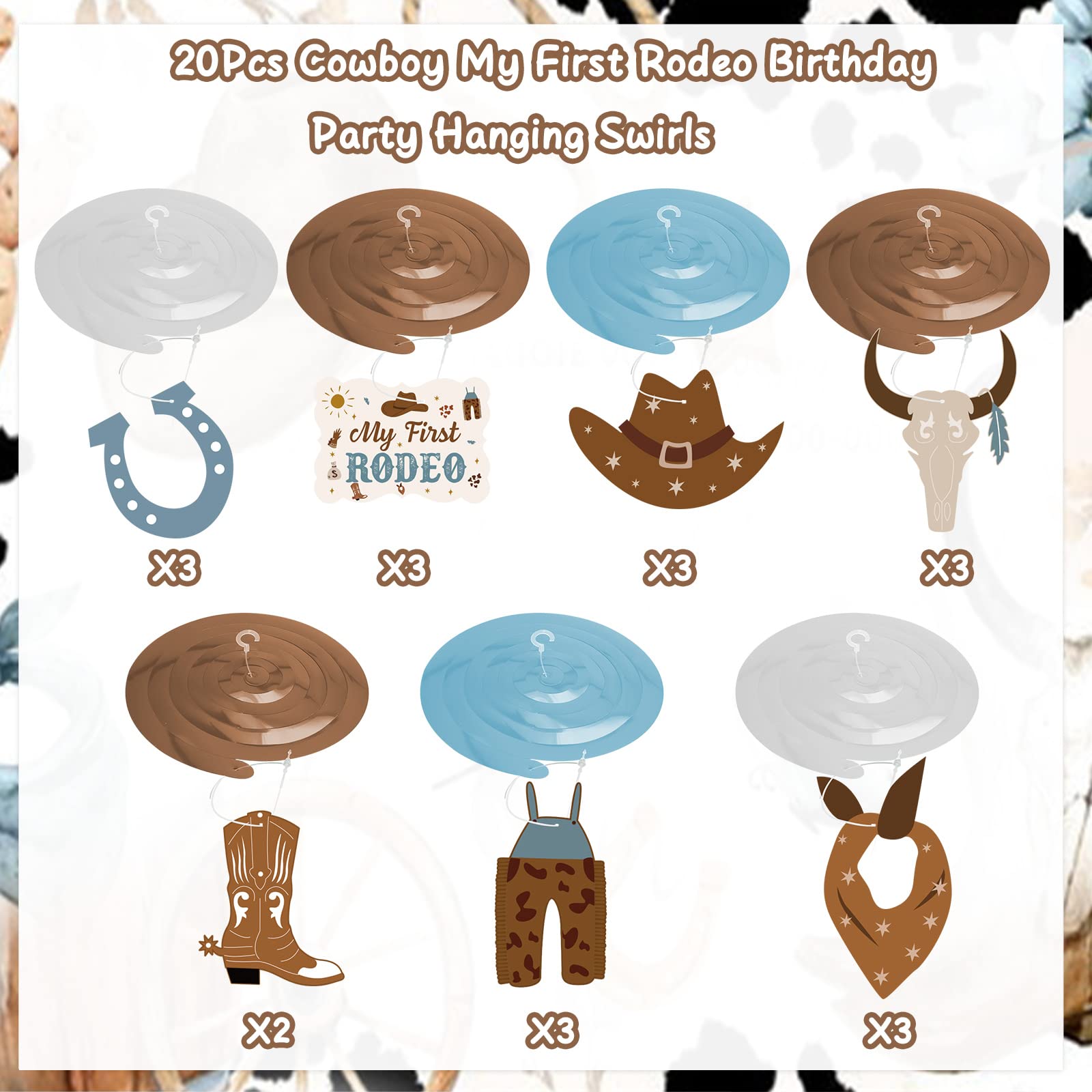 Cowboy 1st Birthday Hanging Decorations, My First Rodeo Birthday Decoration Western Cowboy Party Supplies for Boy Western Theme Birthday Party Decoration Cowboy Baby Shower Wild West Party Decoration