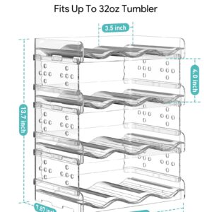 Areforic Water Bottle Organizer - 4 Pack Stackable Cup Organizer for Cabinet, Countertop, Pantry and Fridge, Free-Standing Tumbler Kitchen Storage Holder for Wine and Drink Bottles, Clear Plastic