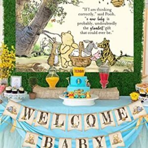 Unbala Cute Winnie Backdrop for Baby Shower 57 x 37 Inch Quotes Pooh Photography Background Banner Great Newborn Birthday Party Supplies Decorations