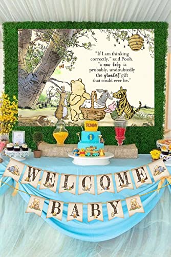 Unbala Cute Winnie Backdrop for Baby Shower 57 x 37 Inch Quotes Pooh Photography Background Banner Great Newborn Birthday Party Supplies Decorations