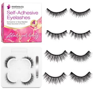 self adhesive eyelashes, 8pcs false eyelashes natural look, reusable adhesive eyelashes, self adhesive eyelashes reusable self sticking, no glue eyelashes, false lashes natural look for women