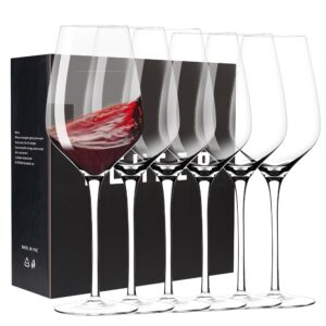 acheer 20 oz crystal bordeaux red wine glasses set of 6, hand blown italian style,long stem,lead-free,large - gift box-perfect present for any occasion,gift for men,women