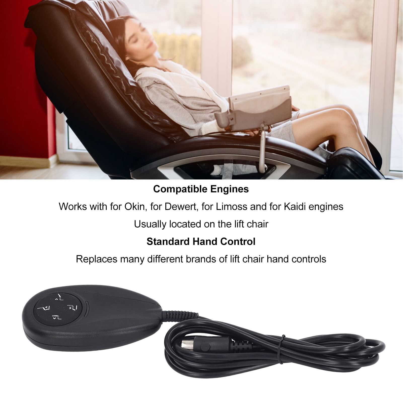 Lift Chair Remote 4 Buttons 5 Pin Up Down Power Recliner Replacement Hand Control Handset for Power Recliner