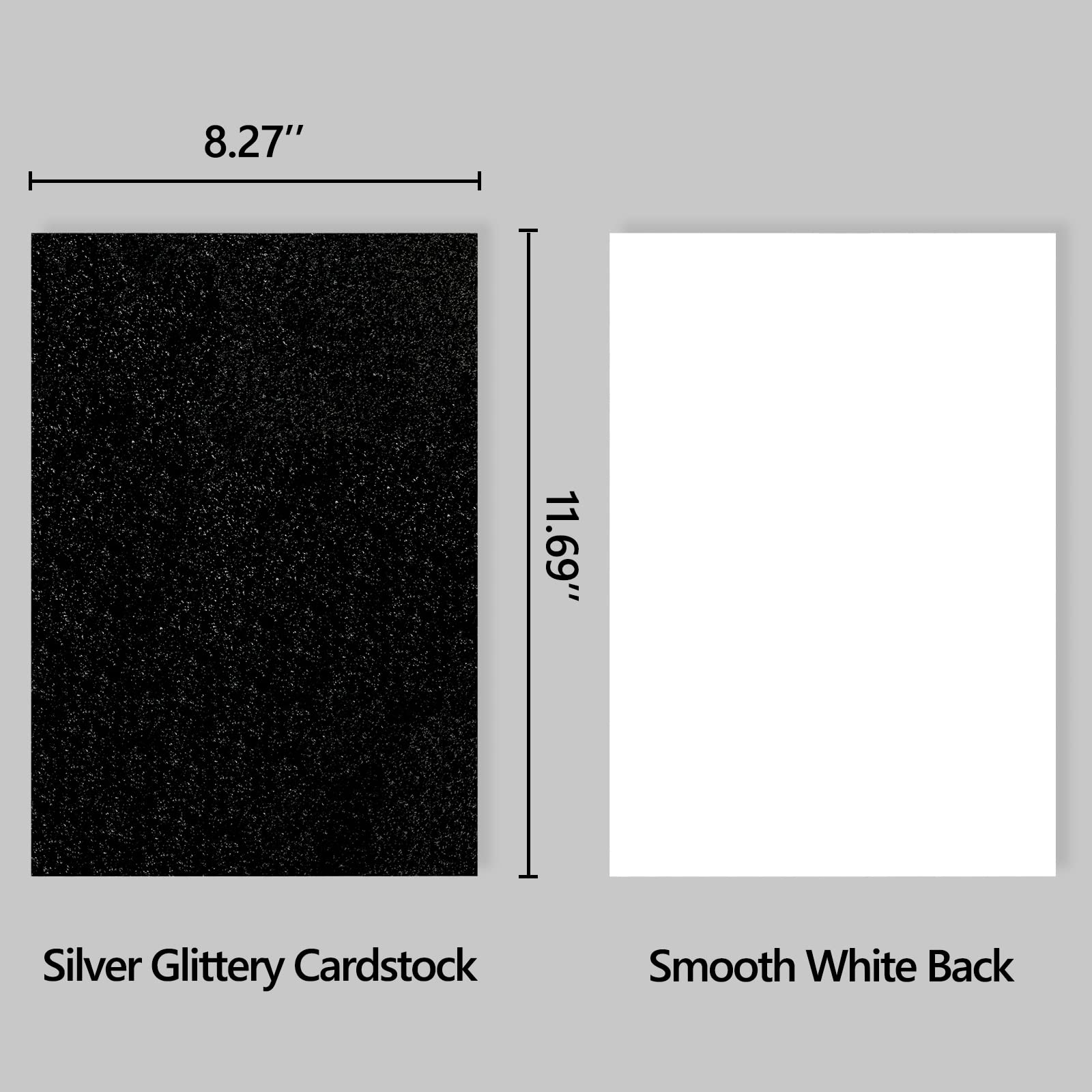 Silver Glitter Cardstock - 25 Sheets A4 Silver CardStock for Cricut, Silver Glitter Paper for DIY Projects, Scrapbooking, Invitations - 250 GSM Card Stock Easy to Cut and DIY