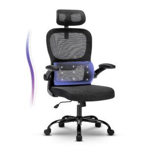 someet ergonomic mesh office chair big and tall, oversized adjustable headrest and 3d armrests executive high back desk chair, multifunctional swivel computer task chair with lumbar support, black