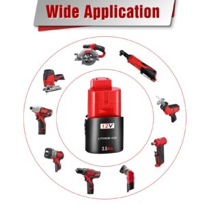 Fayeey 3.5Ah M12 Replacement Battery for Milwaukee M12 Battery 2Pack 12V Lithium-ion Batteries Compatible with Milwaukee XC 48-11-2440 48-11-2402 48-11-2460 Cordless Power Tools