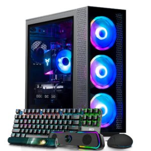 tjj neptune gaming pc desktop computer - intel core i3-10105f 3.7ghz, amd rx 5500xt 8gb (beat gtx 1650), 16gb ddr4, 512gb nvme ssd, wifi 6e, vr ready, rgb fans, rgb keyboard & mouse, win 11 pro