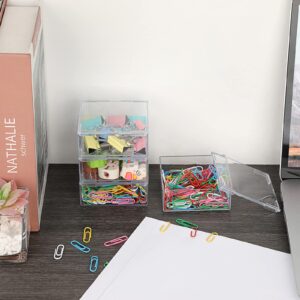 BTSKY Clear Plastic Small Storage Containers with Lid Mini Clear Boxes for Organizing Stackable Paper Clips Holder Multi-use Bead Organizers for Clips, Rhinestones, Hairpins and Candy, 4PCS Square