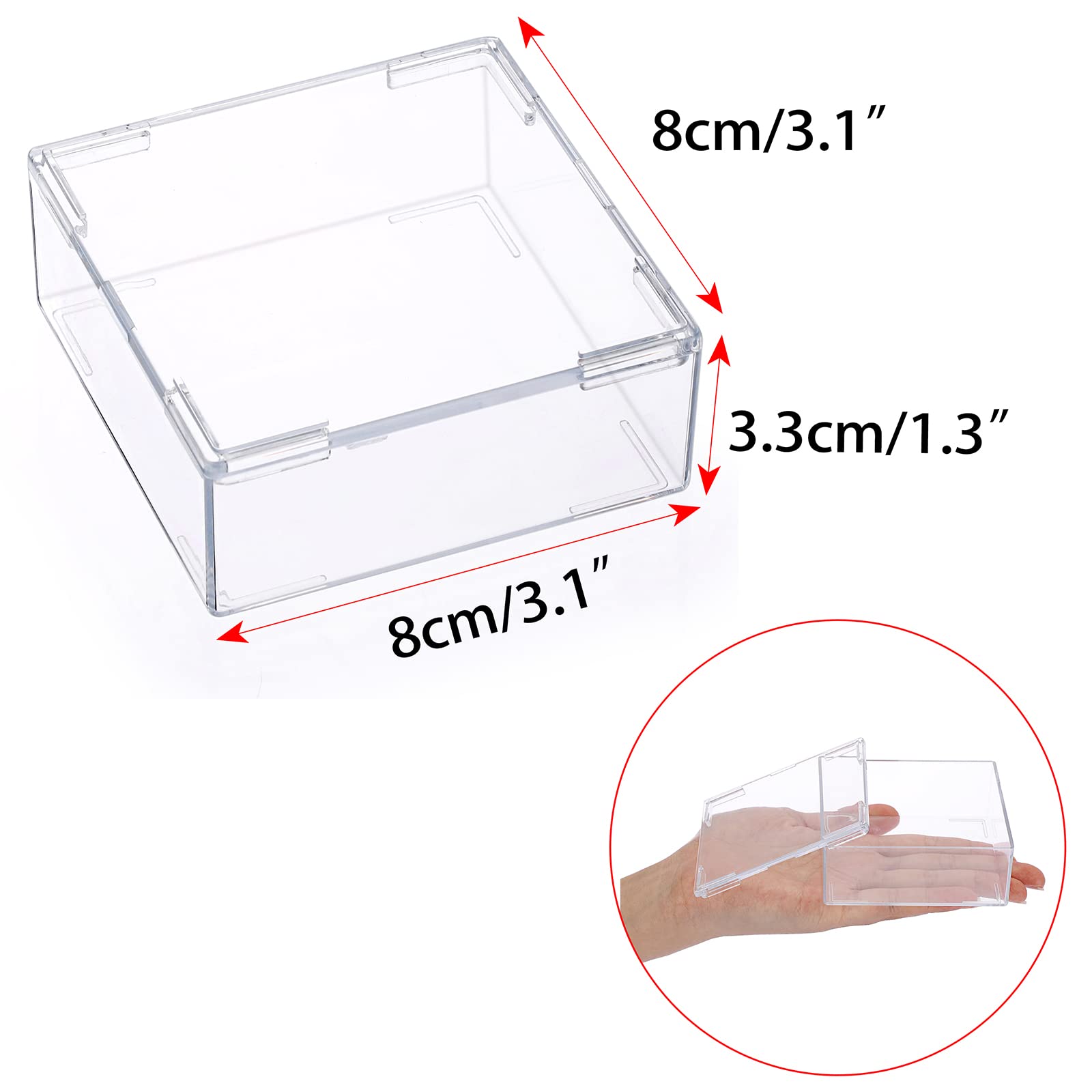 BTSKY Clear Plastic Small Storage Containers with Lid Mini Clear Boxes for Organizing Stackable Paper Clips Holder Multi-use Bead Organizers for Clips, Rhinestones, Hairpins and Candy, 4PCS Square