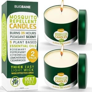 mosquito candle outdoor 2 pack with 5 natural essential oils. deet free citronella candles outdoor mosquito repellent outdoor patio. mosquito repellent candles outdoor. bug candles repellent outdoor